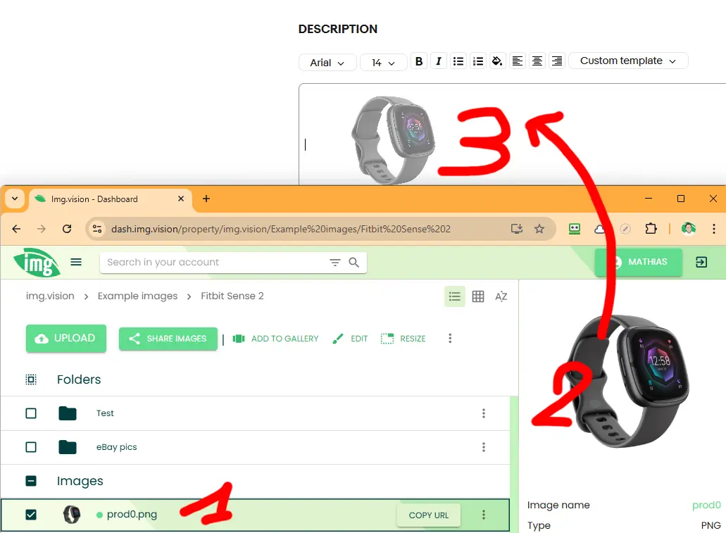 How to drag & drop images into your eBay listing (desktop only) - Img handbook