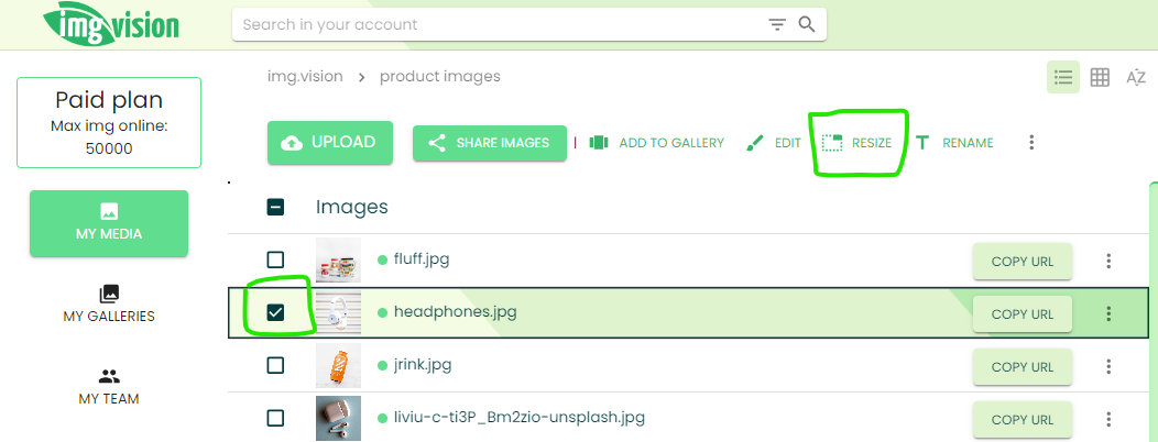 How to resize images with the Img.vision resize tool